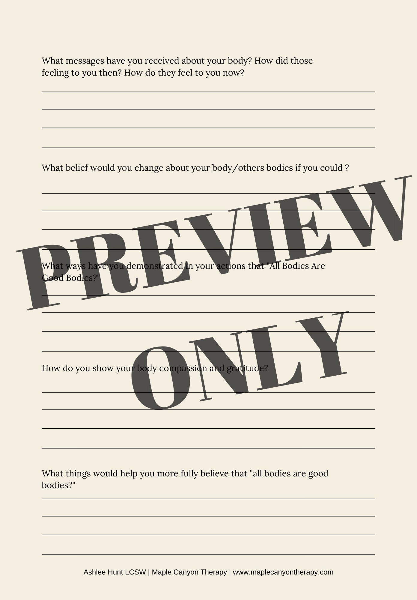 Body Positive Group Therapy Group Therapy Worksheet Body Positivity ...