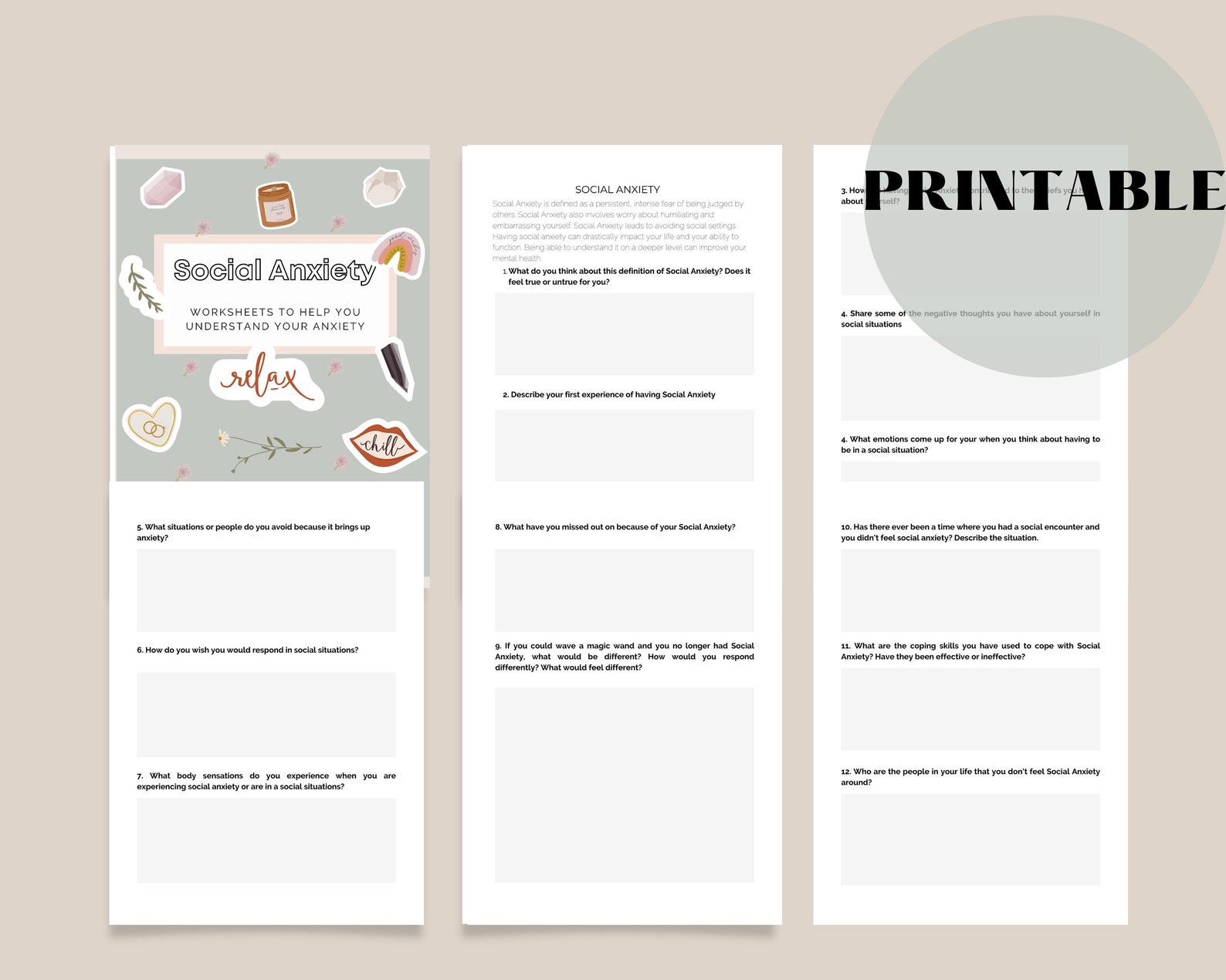 Social Anxiety Worksheets | CBT Worksheets for Anxiety | Anxiety ...