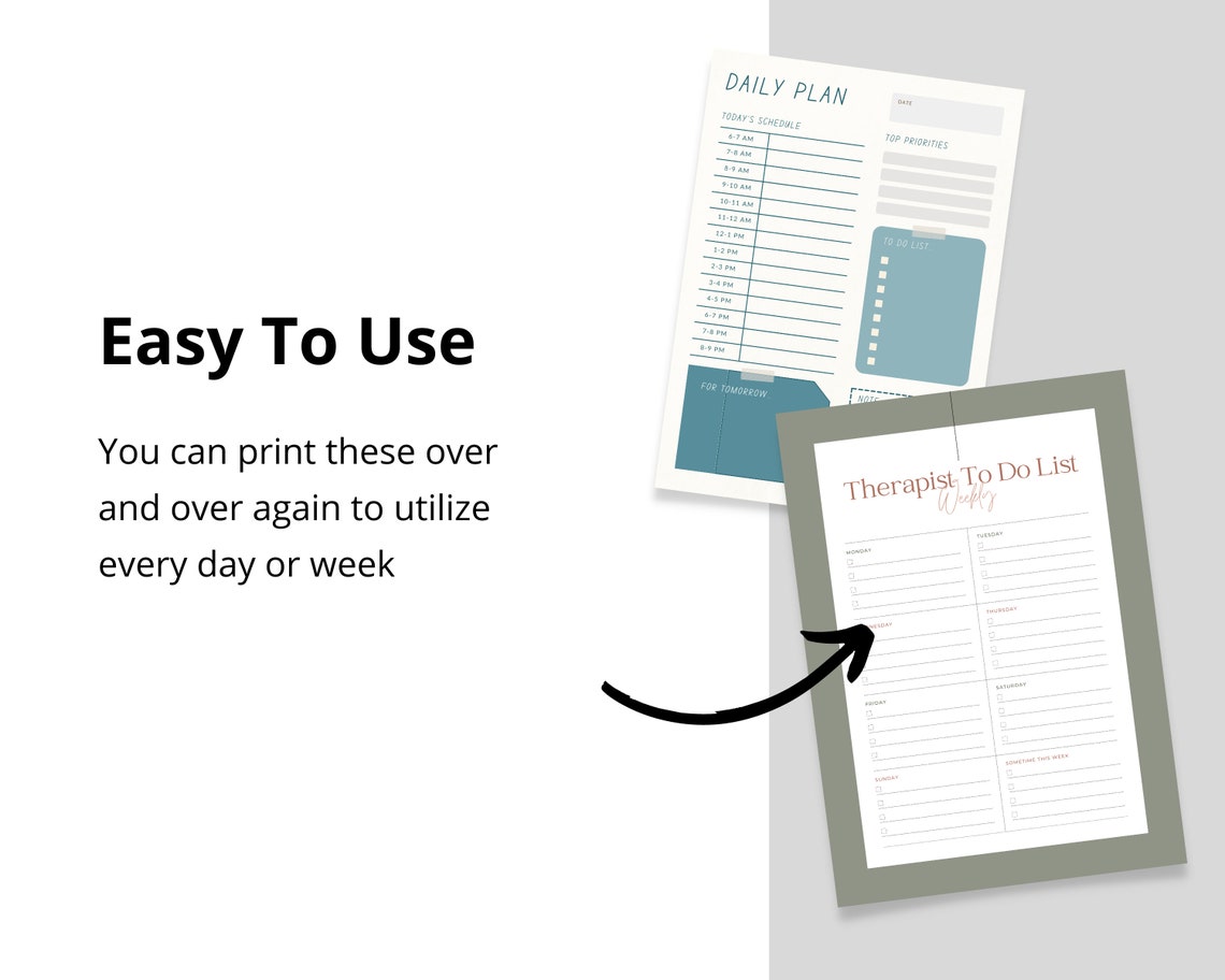 Therapist Daily and Weekly Plan/to Do List Set| to Do List | Agenda ...