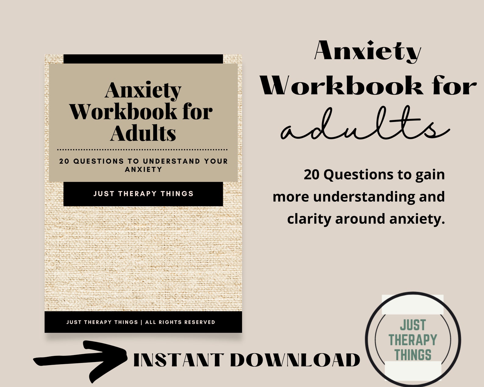 Anxiety Workbook for Adults Therapy Worksheet Self Help Worksheet ...