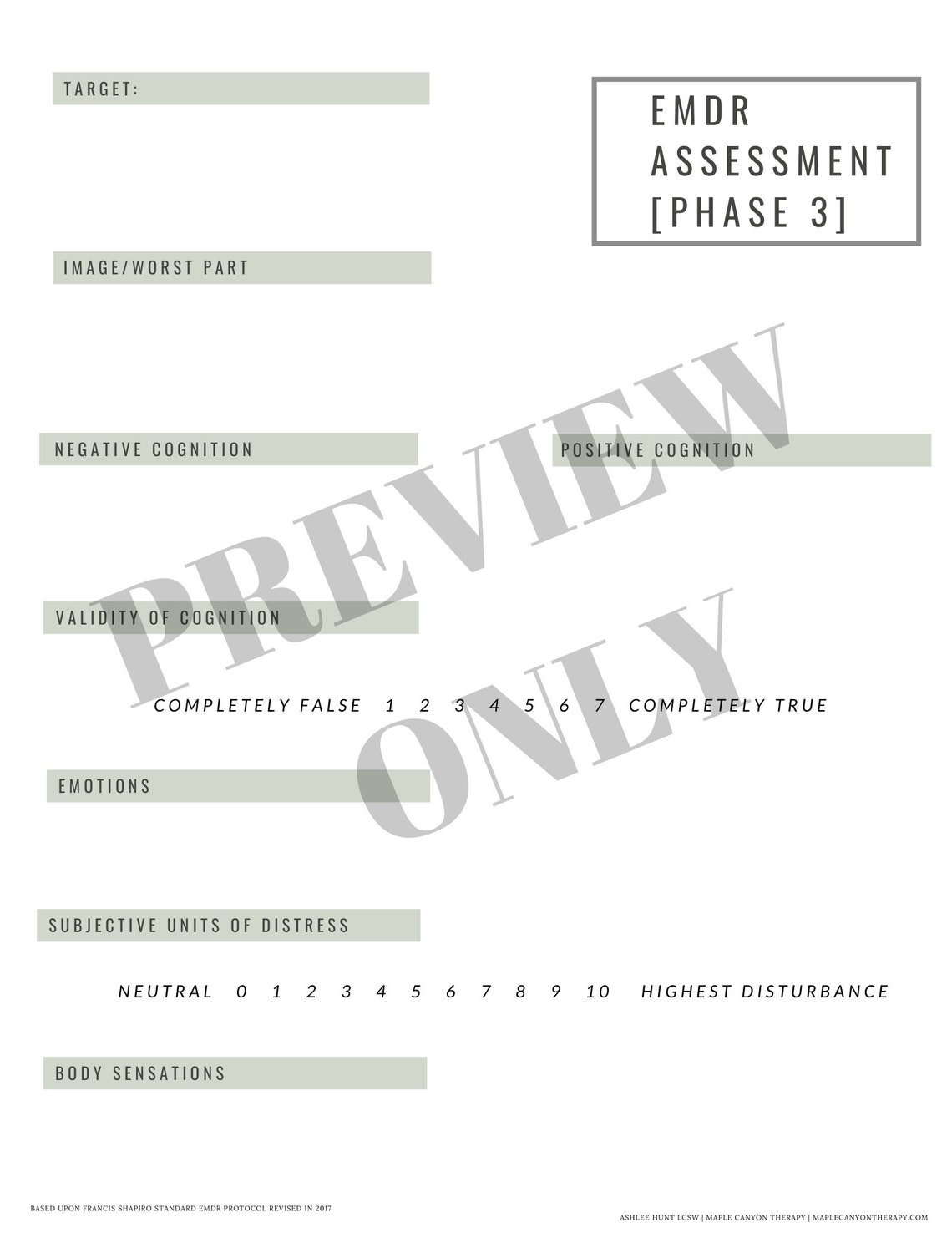 EMDR Reprocessing Worksheets and Assessment for EMDR Therapy | Etsy
