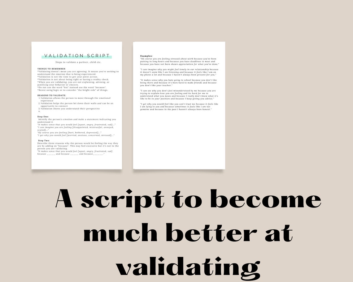 Validation of Emotions Script for Parents, Partners, and Therapists ...