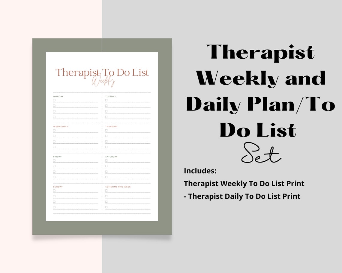 Therapist Daily and Weekly Plan/to Do List Set| to Do List | Agenda ...