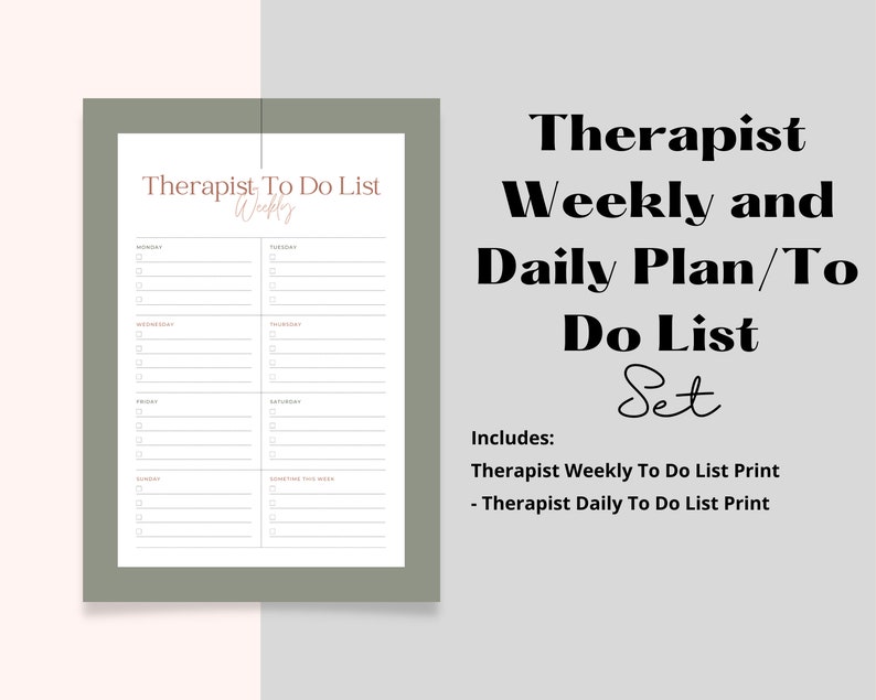 Therapist Daily and Weekly Plan/to Do List Set| to Do List | Agenda ...