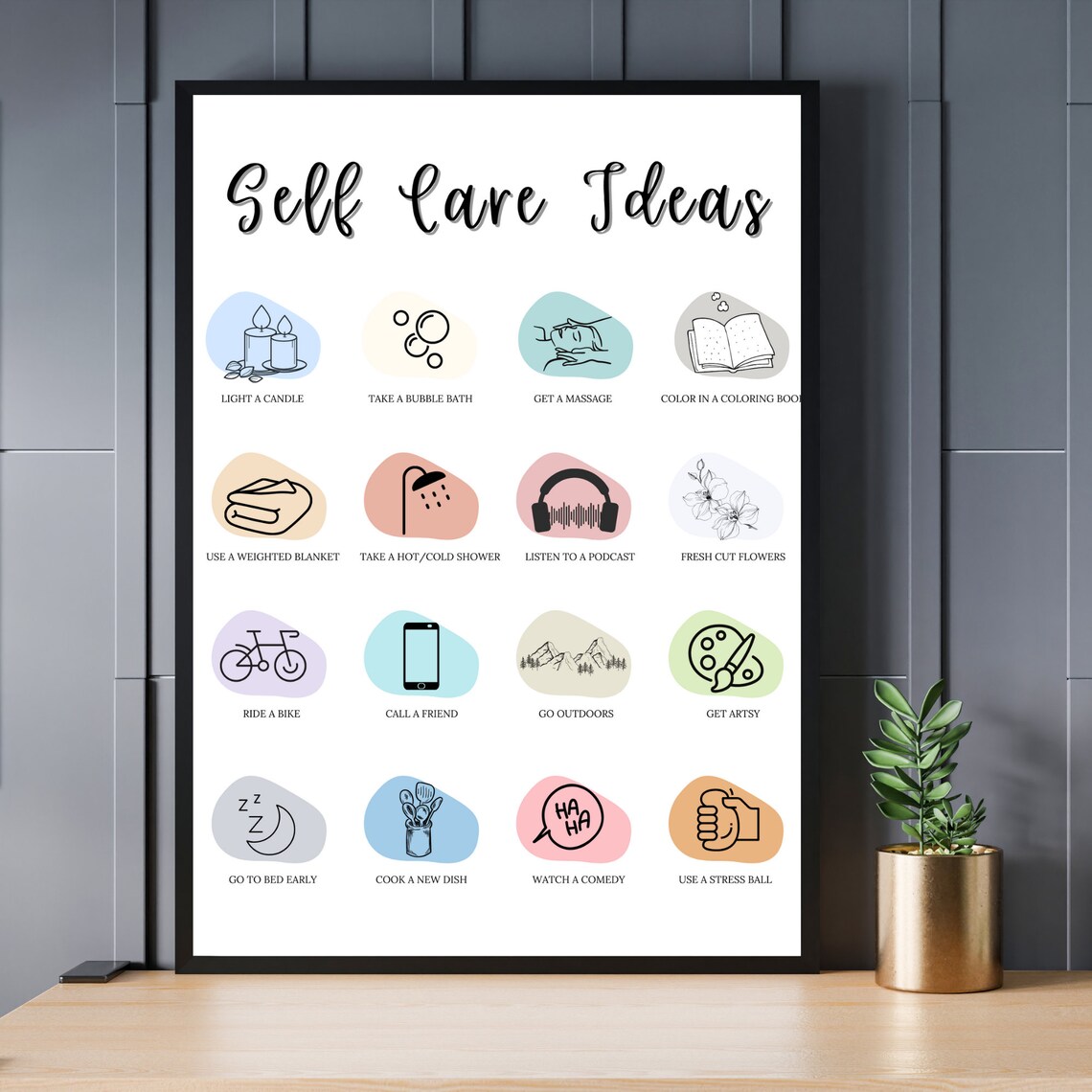 Self Care Plan Print Self-care Tips Counseling Poster Therapy Worksheet ...