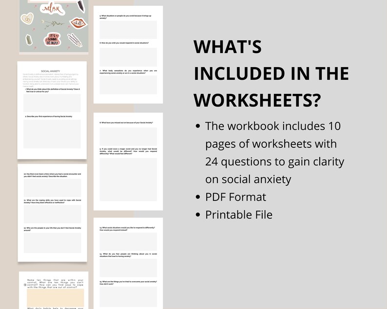 Social Anxiety Worksheets | CBT Worksheets for Anxiety | Anxiety ...