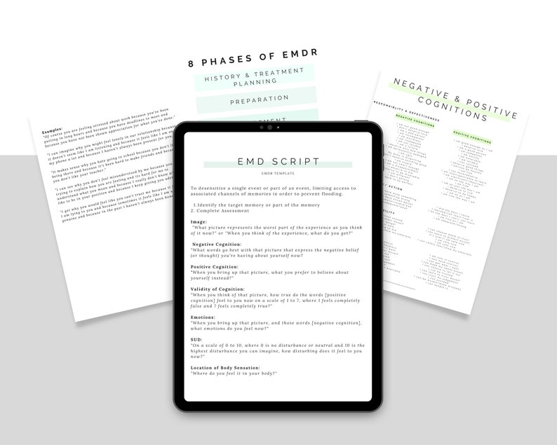 EMD Script Bundle | Phases of EMDR | Negative and Positive Cognitions ...
