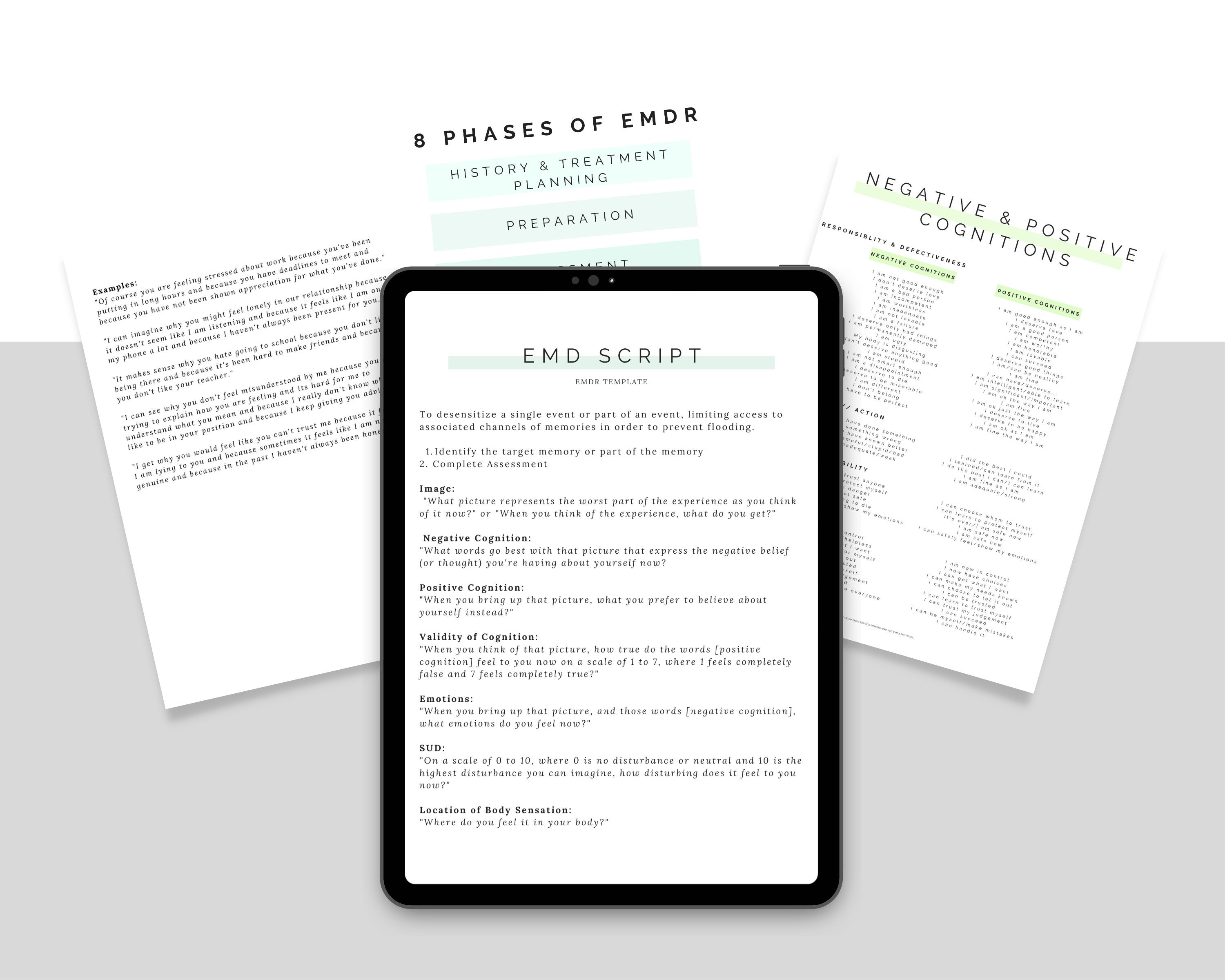 Digital Prints therapy mental health EMD Script Bundle with phases of ...