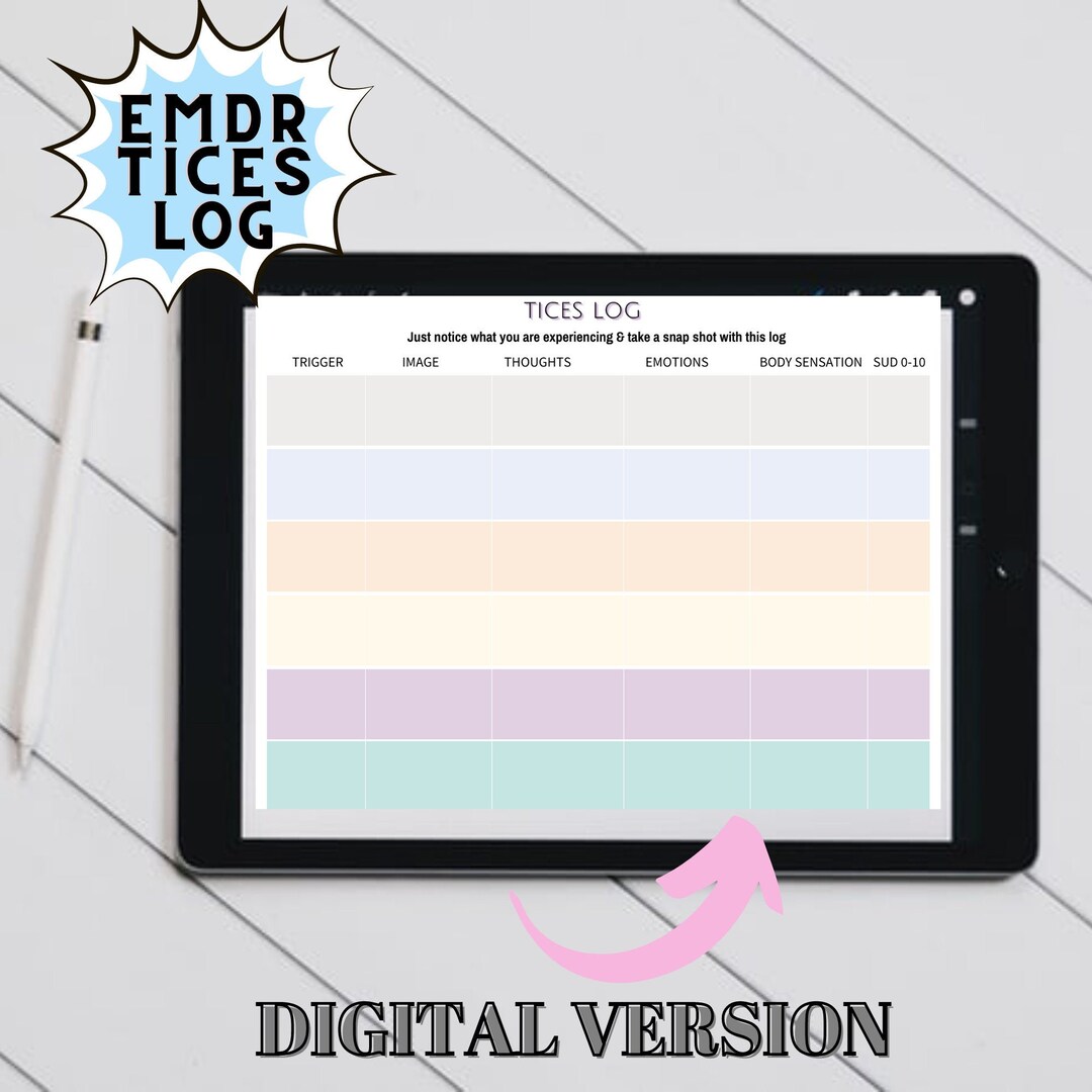 EMDR TICES Log | Therapy Worksheet | EMDR Therapists | Therapy Handout ...