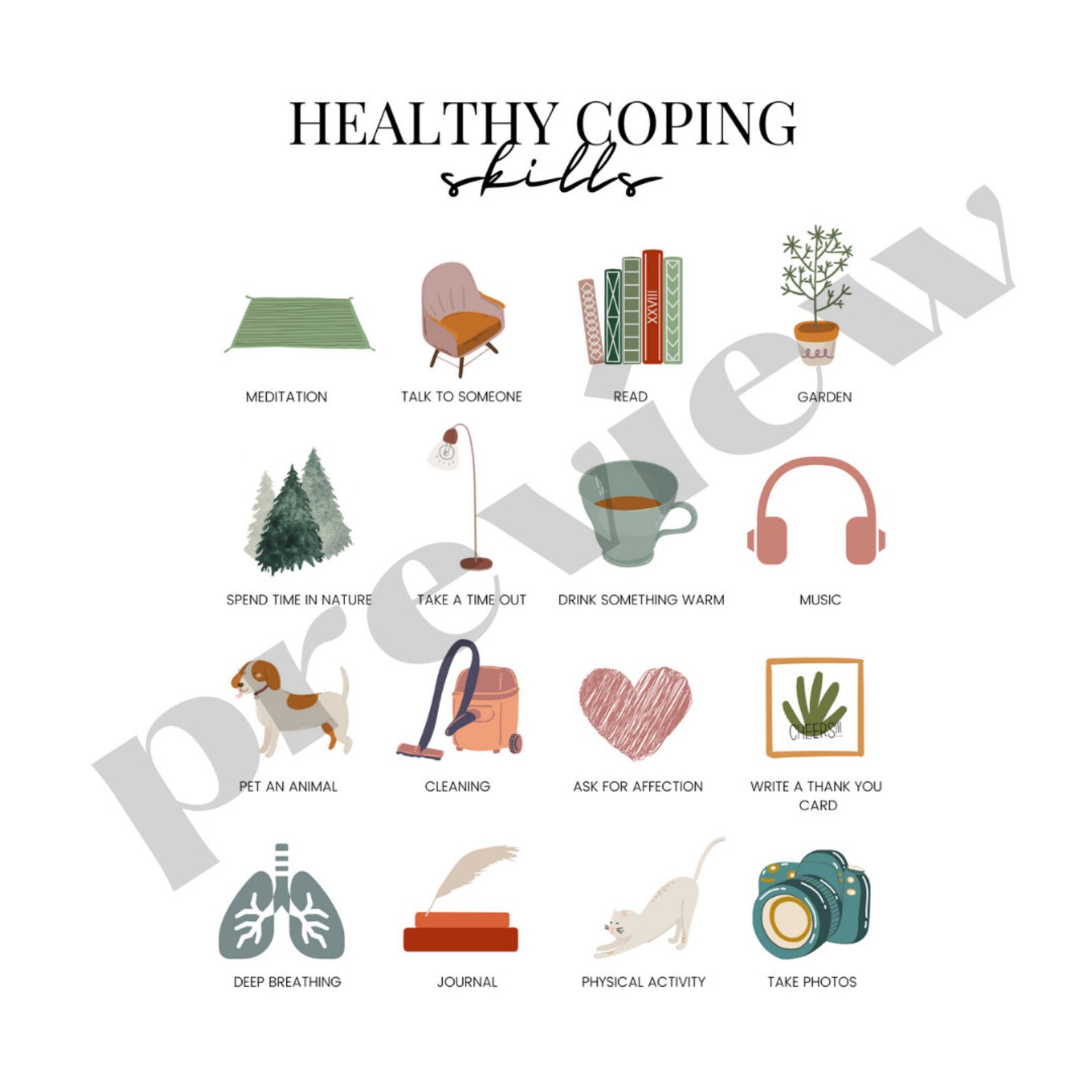 Coping Skills Poster Therapy Handout Therapy Worksheet - Etsy