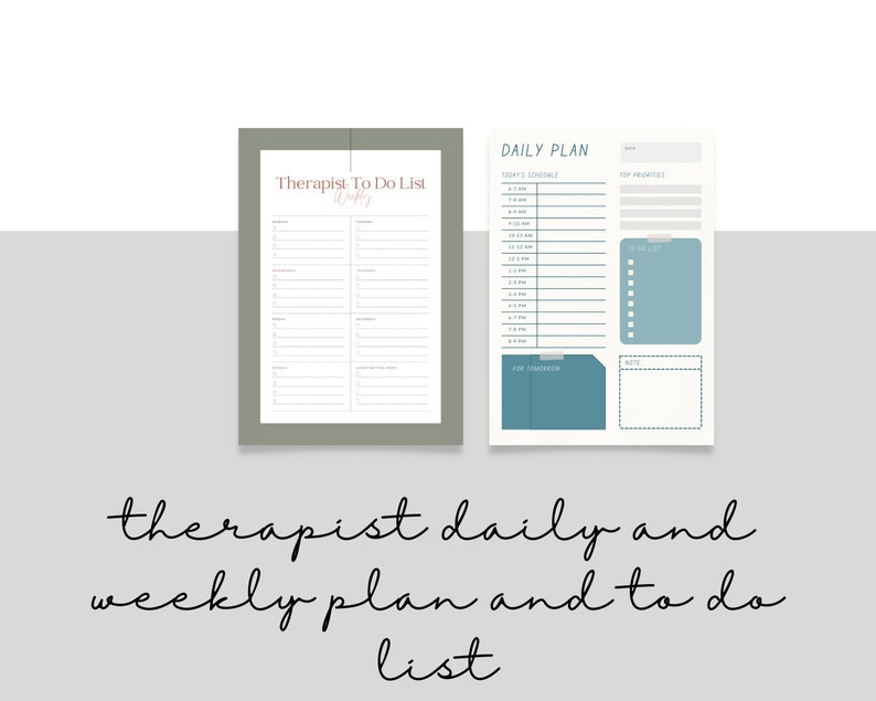Therapist Daily and Weekly Plan/to Do List Set| to Do List | Agenda ...