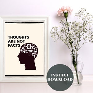 Thoughts Are Not Facts | Mental Health Poster | Therapist Office Decor ...