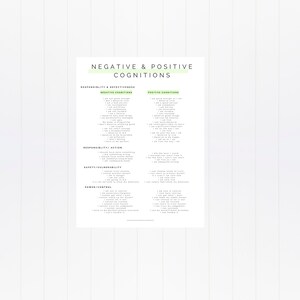 EMDR Negative and Positive Cognition List for Therapists | EMDR Therapy ...