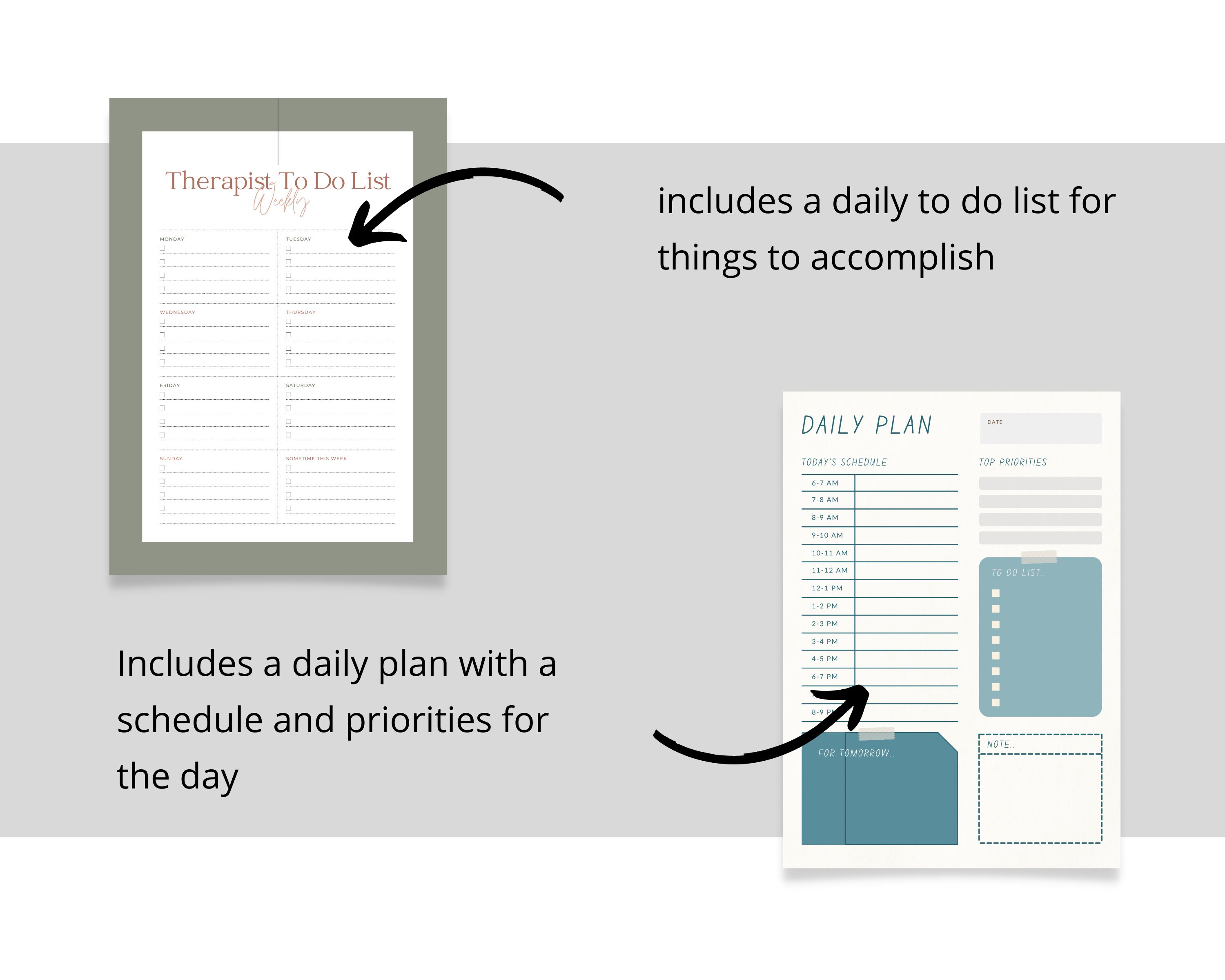 Therapist Daily and Weekly Plan/to Do List Set| to Do List | Agenda ...