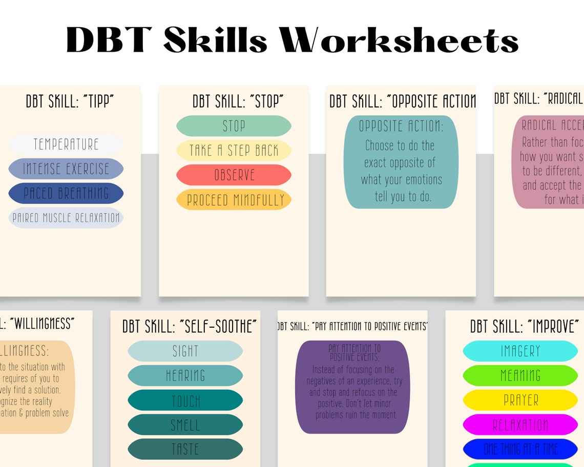 20 DBT Skills Posters and Flashcards DBT Skills DBT - Etsy Canada