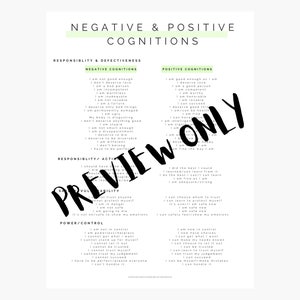 EMDR Negative and Positive Cognition List for Therapists | EMDR Therapy ...