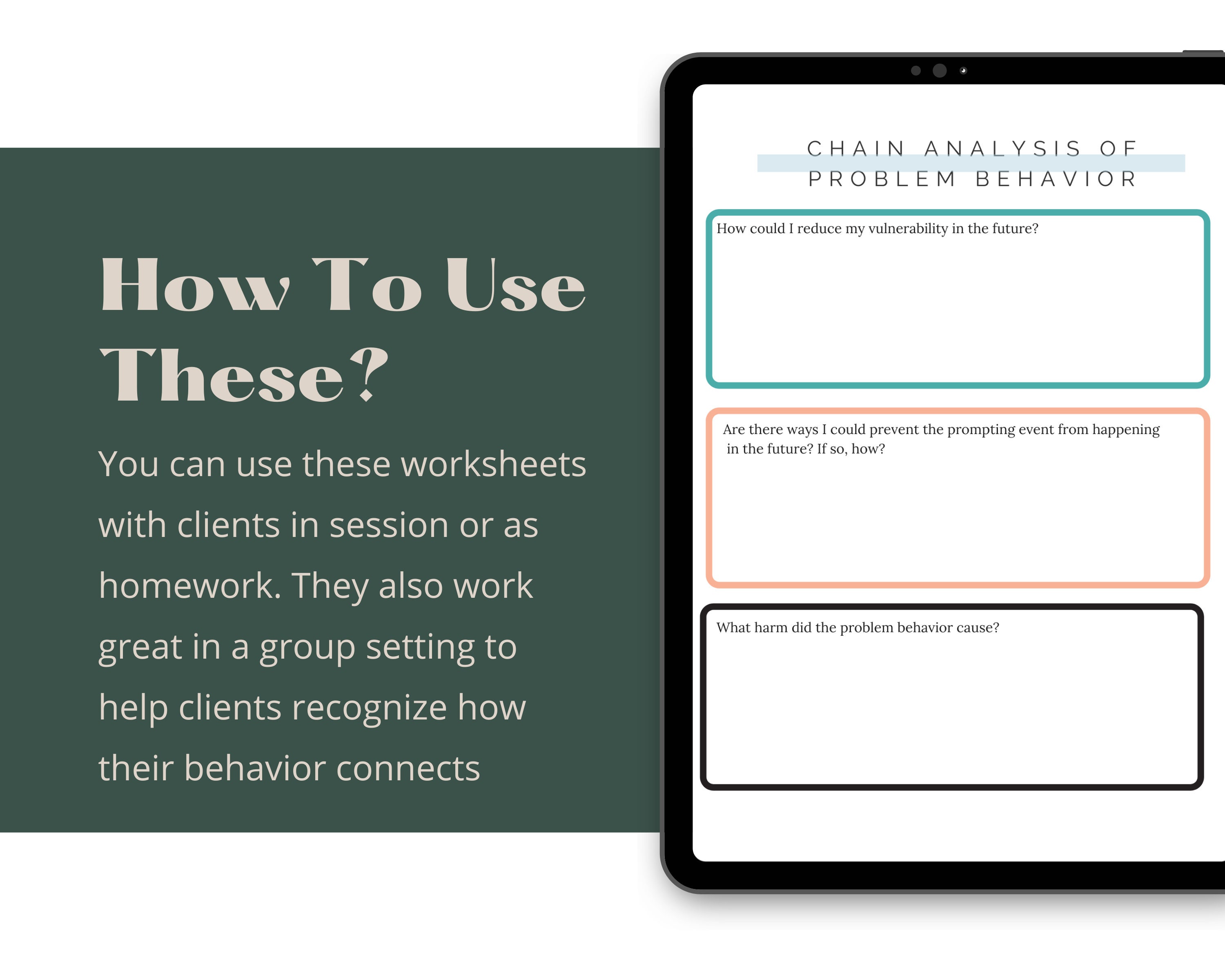 Behavioral Chain Analysis Bundled Worksheets for Therapists DBT Therapy ...