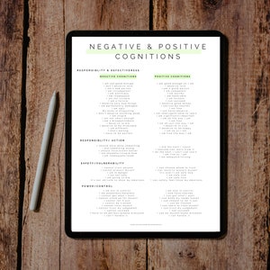 EMDR Negative and Positive Cognition List for Therapists | EMDR Therapy ...