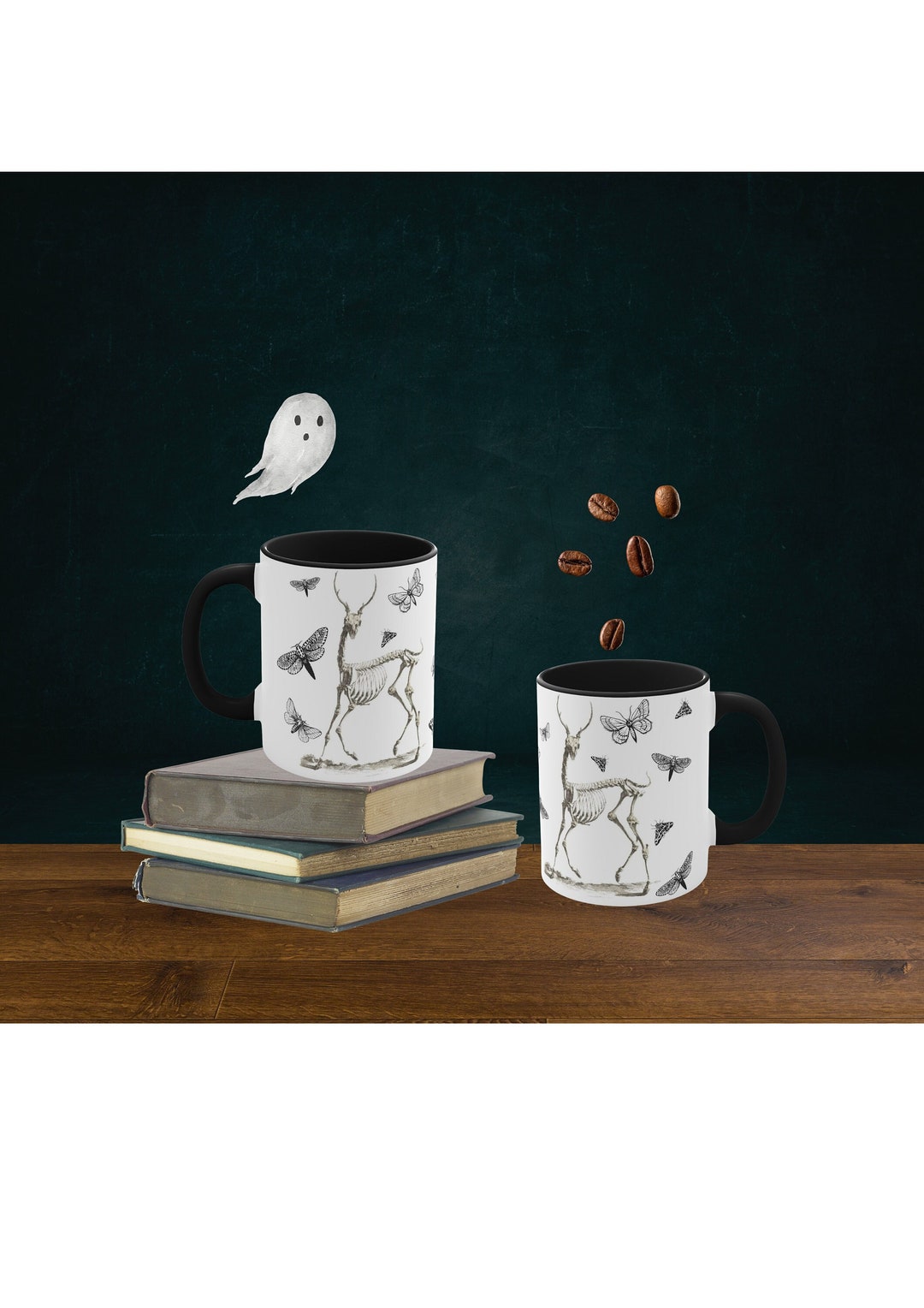 Moth Coffee Mug, Gothic Skeleton Mug, Dark Academia Coffee Mug, Witchy ...