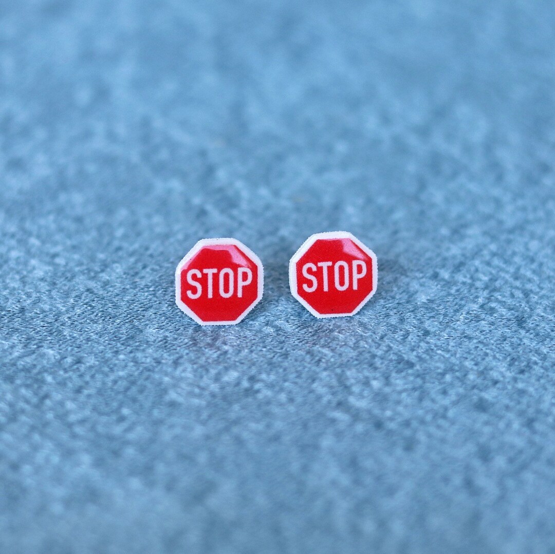 Stop Sign Earrings, Stop Sign Jewelry, Stop Sign Charm, Traffic Sign ...