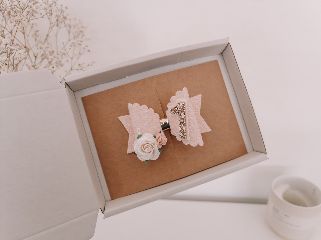 Blush Pink Birthday Bow, Number Hair Clips, 1st Birthday Bow, Birthday ...