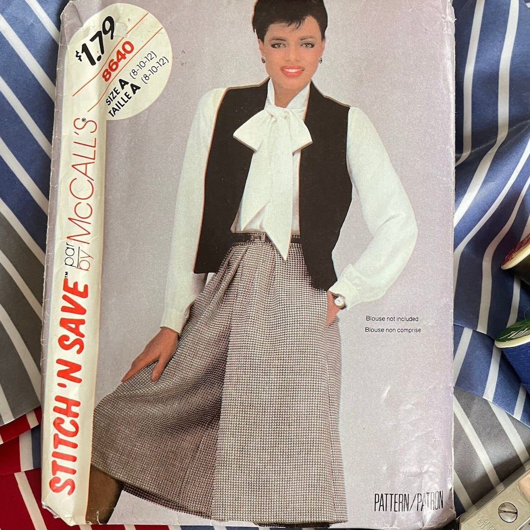 80s Vintage Sewing Pattern, Mccall's No 8640, 1983 Sewing Pattern, Vest ...