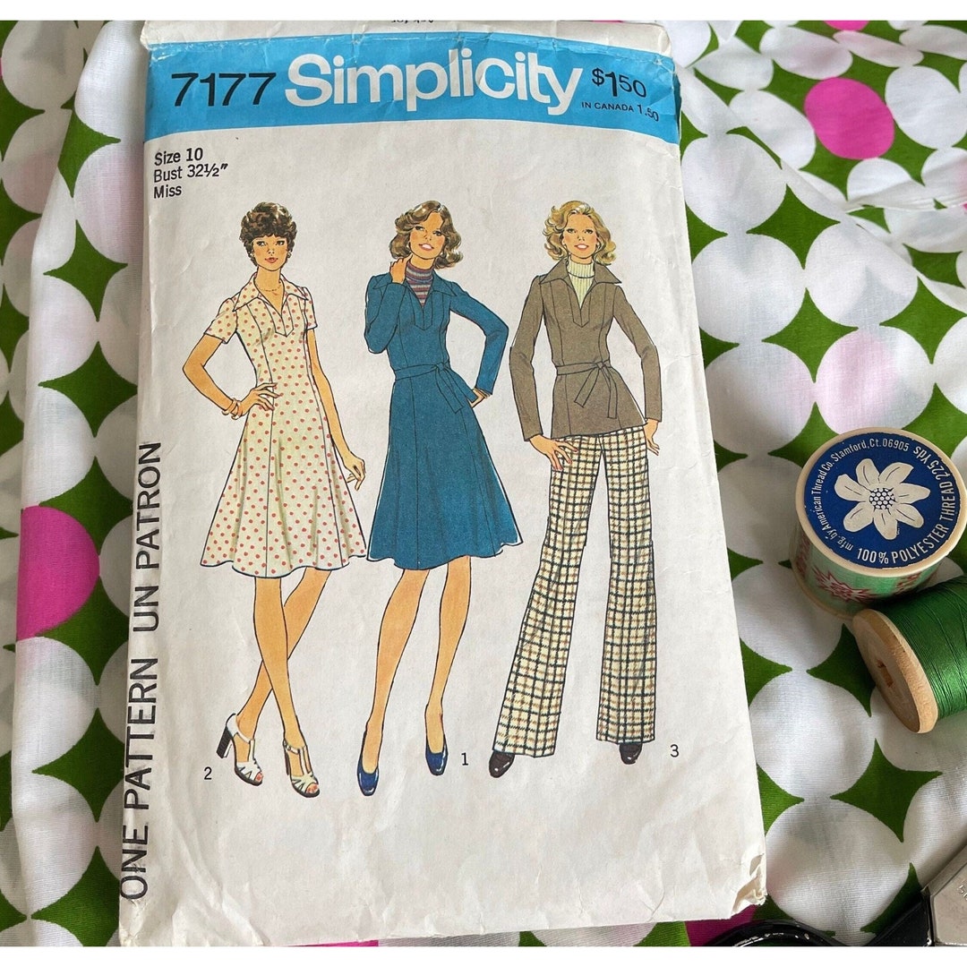 Vintage 1970s Sewing Pattern, Simplicity No 7177, 1975 Copyright, Dress ...