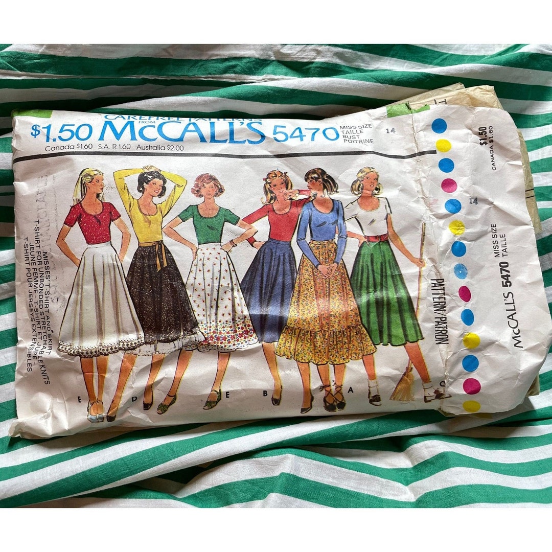 Vintage 70s Sewing Pattern, Mccall's 5470, 1977 Mccall's, Top, Skirt ...