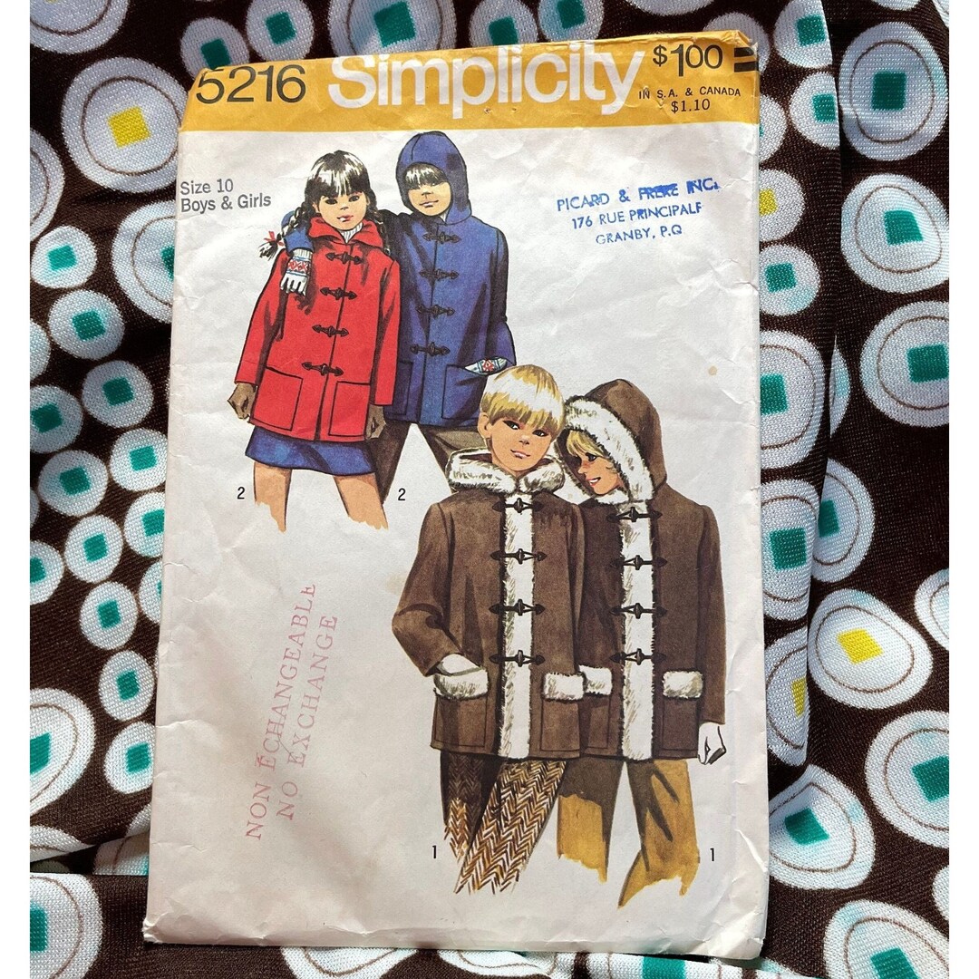 Vintage 1970s Sewing Pattern, Simplicity No 5216, 1972 Copyright, Child ...