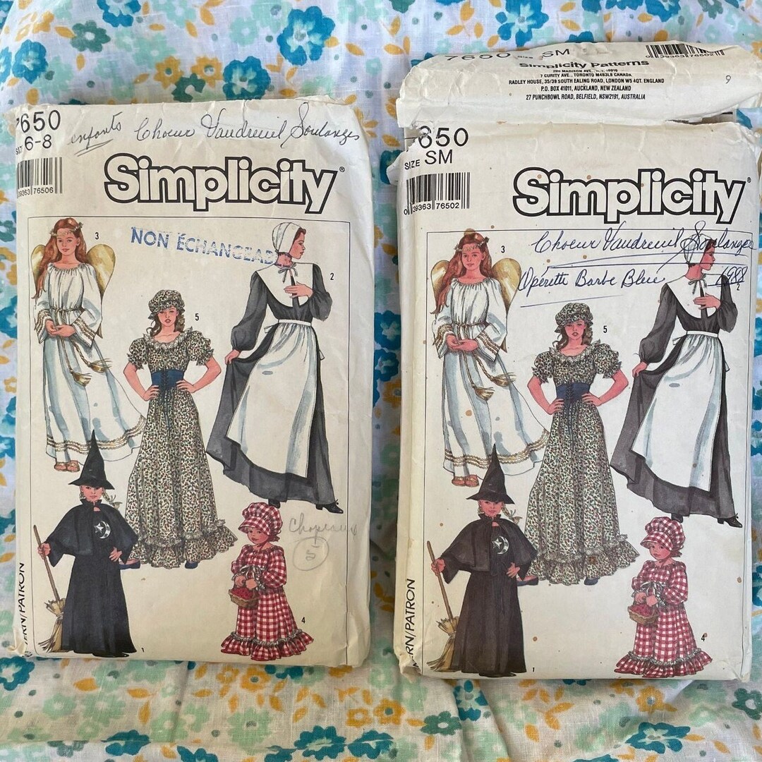Vintage 1980s Sewing Pattern, Simplicity 7650, 1986 Costumes, 2 ...