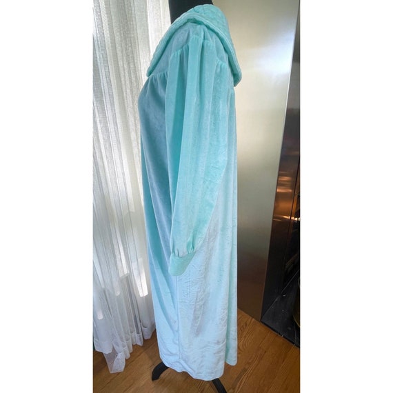 Vintage 60s robe, sea foam teal blue velvet robe, hou… - Gem