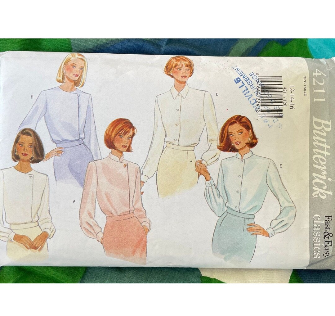 Vintage 90s Sewing Pattern, Butterick No 4211, 1995 Copyright, Blouse ...