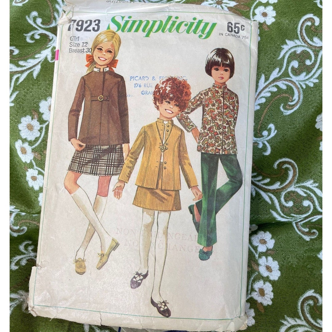 Vintage 1960s Sewing Pattern, Simplicity No7923, 1968 Copyright, Girl's ...
