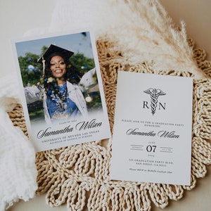Minimalist Nursing Graduation Announcement Card, BSN RN Nurse Grad ...