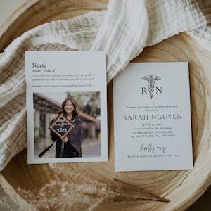 Nurse Graduation Party Invitation Template, Minimalist RN Graduate ...