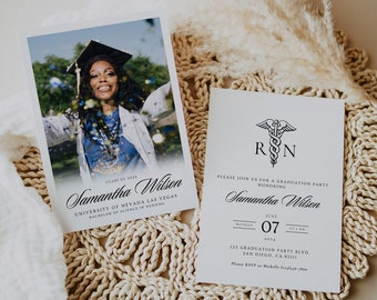 Nursing Graduation Invitation Editable Registered Nurse - Etsy