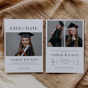Graduation Announcement Save the Date Template, Editable Graduation ...