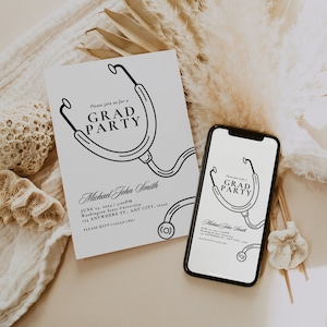 Digital Nurse Graduation Invitation Template, Minimalist RN Graduation ...