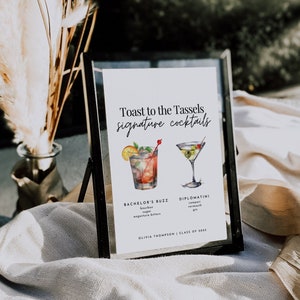 Signature Cocktails Sign Template, Modern Graduation Party Bar Menu ...