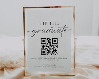Minimalist College Fund QR Code Sign for 2023 Graduation Party, Modern ...