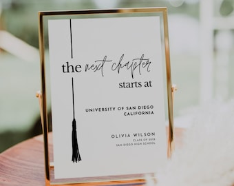 The Next Chapter Starts at Sign Template, Editable Graduation Table ...
