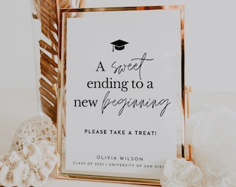 A Sweet Ending to a New Beginning Graduation Sign for Candy Buffet ...