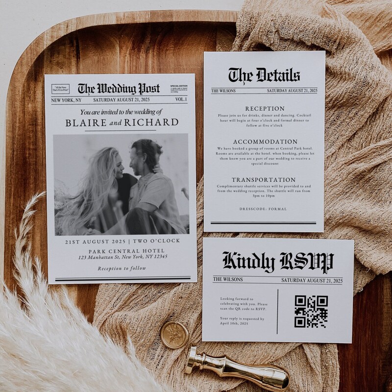 Newspaper Wedding Invitation - Etsy