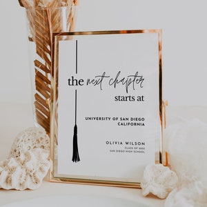The Next Chapter Begins at Sign Template, Editable Graduation Table ...