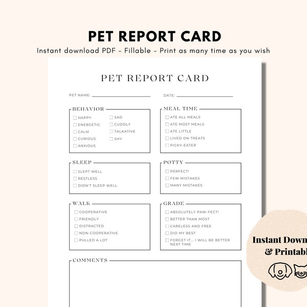 Dog Report Card - Etsy