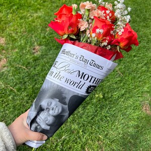 Newspaper Mother's Day Bouquet Wrap, Editable Newsletter Canva Template ...