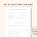 Printable Minimal Pet Information Sheet for Pet Sitter and Pet Boarding ...