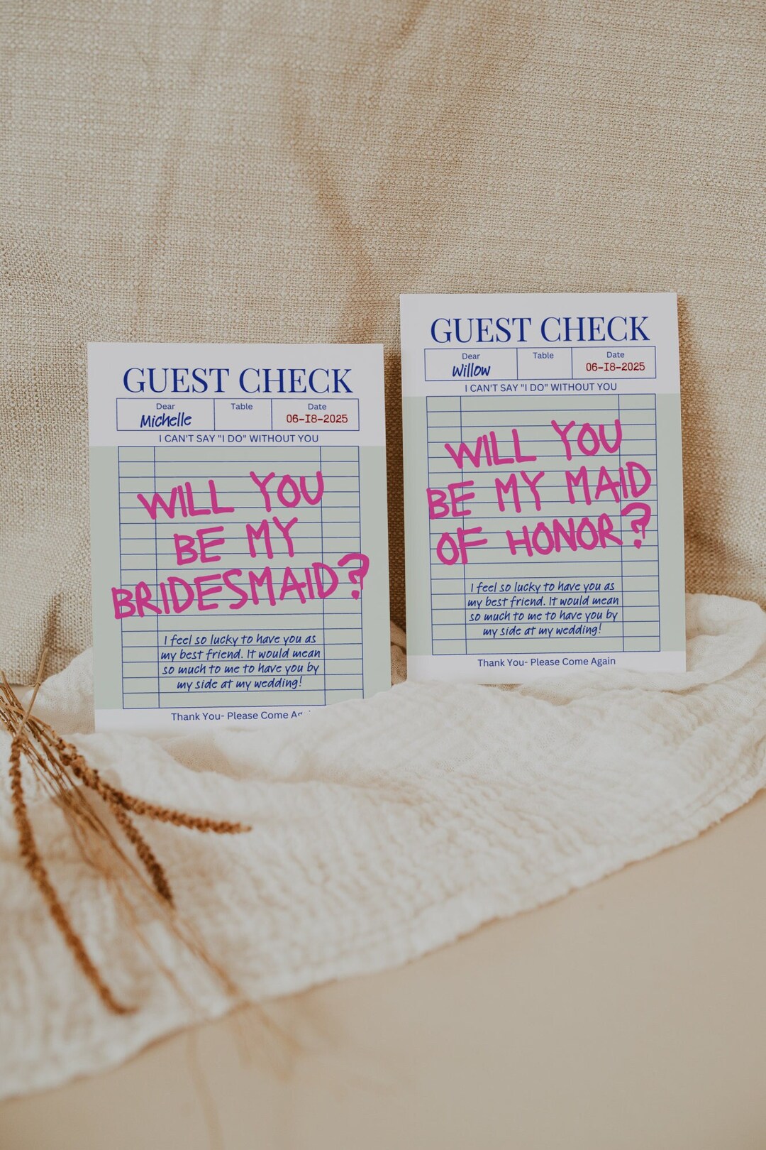 Guest Check Bridesmaid Proposal Template, Trendy Guest Check, Modern ...