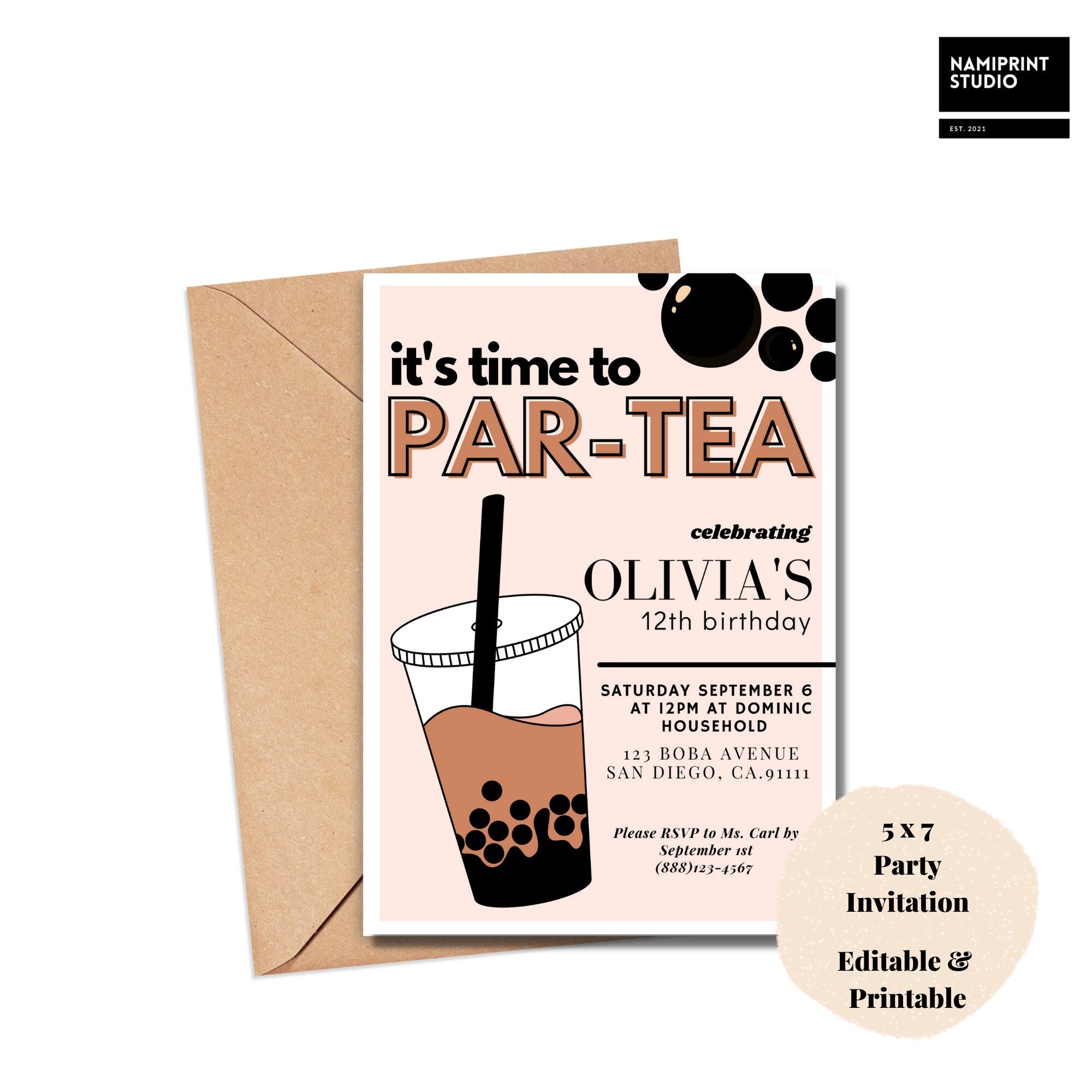 Boba Party Editable Invitation Template Boba Theme Birthday - Etsy