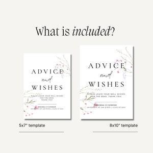 Wildflower Advice and Wishes Graduation Sign, Floral Grad Advice Sign ...